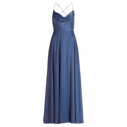 Abendkleid Vera Mont "Abendkleid mit Wasserfallausschnitt", Damen, Gr. 42, EURO, blau (blau stone), 97% Polyester PES. 3% Elasthan EL., Kleider Abendkleid