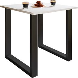 Vcm Holzesstisch H. 76 x B. 80 x T. 80 cm hochwertiges und massives Fu&szlig;gestell F&uuml;&szlig;e aus Eisen K&uuml;chentisch - Xona U