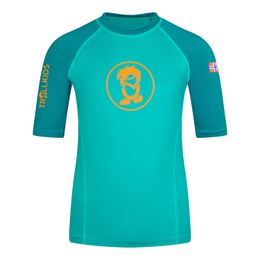 Funktionsshirt Trollkids "KIDS KVALVIKA T", Kinder, Gr. 110, sea gr&uuml;n, lagoon gr&uuml;n, Obermaterial: 92% Polyester, 8% Elasthan, Shirts Funktionsshirt, f&uuml;r Kinder und Jugendliche, kurz&auml;rmlig, mit UV-Schutzfaktor 50+