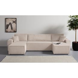 Wohnlandschaft OTTO HOME "CASSI L-Form, 311cm - OTTO. Verl&auml;ssliche Qualit&auml;t.", creme, B:311cm H:79cm T:145cm, Sofas, Wohnlandschaft, Schlaffunktion (133/200), Bettkasten, Cord, Unser Tiefpreis, Topseller