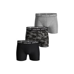 Bj&ouml;rn Borg Boxershorts BJ&Ouml;RN BORG "Boxershort Cotton Stretch Boxer Trunks 3P 3er Pack", Herren, Gr. M, schwarz (schwarz, grau), Obermaterial: 95% Baumwolle CO. 5% Elasthan EL., Unterhosen Boxershorts