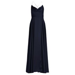 Abendkleid Vera Mont "Abendkleid mit Wasserfallausschnitt", Damen, Gr. 36, EURO, blau (night sky), 97% Polyester PES. 3% Elasthan EL., Kleider Abendkleid