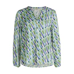 Klassische Bluse Cartoon "Casual-Bluse mit Kn&ouml;pfen", Damen, Gr. 42, bunt (gr&uuml;n, blau), Obermaterial: 100% Viskose CV., Blusen Klassische Bluse