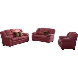 Polstergarnitur COTTA "Casino, Sofa Set, 3-2-1 Sitzer, Wohnzimmer Garnitur", rot, H:88cm T:92cm, FSC-zertifizierter Holzwerkstoff, Sitzm&ouml;bel-Sets, Polstergarnitur, Sessel, 2-Sitzer, 2,5-Sitzer, hohe R&uuml;ckenlehne