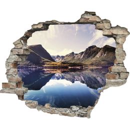 Wandtattoo queence "Spiegelnder Berg im See", bunt, B:60cm H:50cm T:0,1cm, Wandtattoos, Wandtattoo, Wandsticker, Wandbild, selbstklebend, 3D, Wanddurchbruch