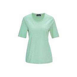 Langarm-Poloshirt GOLDNER "Basic Baumwollshirt mit kurzem Arm", Damen, Gr. 54, gr&uuml;n (mintgr&uuml;n), Obermaterial: 100% Baumwolle CO., normal, Sonstiges, Shirts Langarm-Poloshirt, Ohne