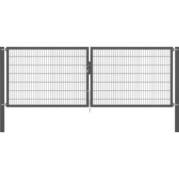 Zaundoppelt&uuml;r Alberts "Flexo Plus", grau (anthrazit), B:400cm H:140cm, Stahl, Tore, Zaundoppelt&uuml;r, anthrazit, verschiedene Abmessungen
