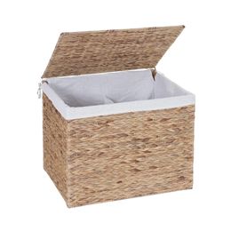 W&auml;schekorb MCW-C27, W&auml;schesammler W&auml;schesortierer Truhe, 2 F&auml;cher Wasserhyazinthe 50x60x43cm 129l