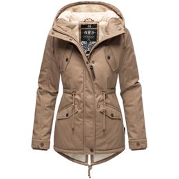 Winterjacke Marikoo "Winterjacke Manolya", Damen, Gr. XL, grau (taupe), Obermaterial: 100% Baumwolle CO. Obermaterial: Futter: 100% Polyester PES. 100% Polyester PES., Jacken Winterjacke