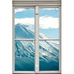 Wandsticker queence "Berge", blau, B:40cm H:60cm T:0,1cm, Wandtattoos, Wandsticker, Wandsticker, Wandbild, selbstklebend, 3D, Fenster