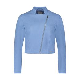 BETTY & CO Jackenblazer BETTY & CO "Bikerjacke mit Stehkragen", Damen, Gr. 40, blau (hellblau), Obermaterial: 95% Polyester PES. 5% Elasthan EL., Blazer Jackenblazer