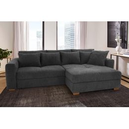 Jockenh&ouml;fer Ecksofa JOCKENH&Ouml;FER GRUPPE "Kampen L-Form, B: 288 cm", grau (dunkelgrau), B:288cm T:130cm, Korpus: 100% Polyester;Kissen: 100% Polyester, Sofas, Ecksofa, mit Bettfunktion, Bettkasten & Zierkissen, Federkern