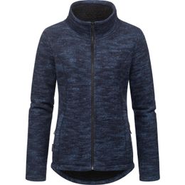 Kapuzensweatjacke Ragwear "Strickjacke Liram Melange", Damen, Gr. 3XL, blau (navy), Obermaterial: 56% Baumwolle CO. 44% Polyester PES. Futter: 100% Polyester PES., Sweatjacken Kapuzensweatjacke