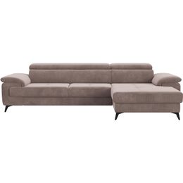Ecksofa COTTA "Astra L-Form, B: 300 cm", cacao, B:300cm T:169cm, 95% Polyester (PES) 5%Polyamid (PA), Sofas, Ecksofa, mit Kopfteilverstellung, optional Bettfunktion & Bettkasten