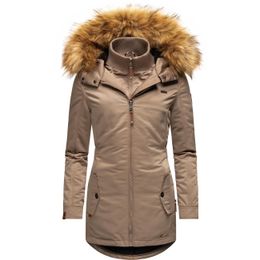 Wintermantel Marikoo "Wintermantel Sanakoo", Damen, Gr. XL, grau (taupe), Obermaterial: 100% Polyester PES. Obermaterial: Futter: 100% Polyester PES. 100% Polyester PES., M&auml;ntel Wintermantel