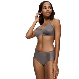 Slip Triumph "Essential Minimizer T Hipster X", Damen, Gr. 36, grau (pigeon grau), Microtouch, Obermaterial: 78% Polyamid, 22% Elasthan, Jacquardmuster, leicht gl&auml;nzend, unifarben, Unterhosen Slip, schimmerndes Jacquardmuster