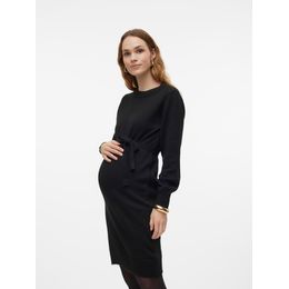 Umstandskleid MAMALICIOUS "MLNEWANNE L/S ABK KNIT DRESS A. NOOS", Damen, Gr. S, N-Gr, schwarz, Strick, Obermaterial: 50% Polyacryl, 50% Polyester, unifarben, regular fit kurz, Rundhals, Kleider Umstandskleid