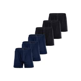 Boxershorts YOURBASICS "Boxershort 6er Pack", Herren, Gr. XL, schwarz (schwarz, blau), Obermaterial: 100% Baumwolle CO., Unterhosen Boxershorts