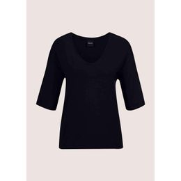 Madeleine Mode Kurzarmshirt MADELEINE "Shirt Kurzarm-Shirt mit V-Ausschnitt", Damen, Gr. 40, schwarz, Obermaterial: 95% Modal CMD. 5% Elasthan EL., Modern, normal, Shirts Kurzarmshirt