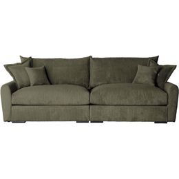 Big-Sofa Home Affaire "Finka, Breite 247 cm", olive, B:247cm T:123cm, 100% Polyester, Sofas, Big-Sofa, Mega-Sofa, Cord oder Chenille-Struktur, mit Federkern & 4 Zierkissen