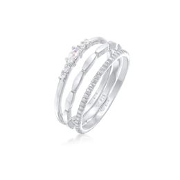 Ring-Set Elli "Ring Zirkonia Marquise Basic Stapelring Set 925 Silber" Gr. 58, silber, Fingerringe, Damen, 58,mit Stein, Silber 925 (Sterlingsilber), 4mm, Ring-Set
