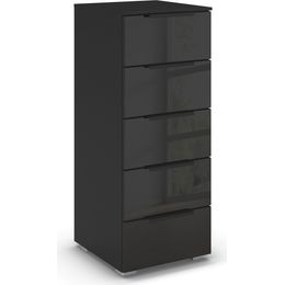 Schubkastenkommode Rauch "Highboard Sideboard Kommode MONTCLAR Frontauswahl Dekor/Hochglanz/Glas", schwarz, glas schwarz, griffe schwarz, B:40cm H:100cm T:42cm, Holzwerkstoff, Sideboards, Schubkastenkommode, mit 5 ger&auml;umigen Schubladen, viele Griffvarianten MADE IN GERMANY