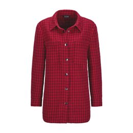Kurzjacke GOLDNER "L&auml;ssige Longjacke mit Pepitamuster", Damen, Gr. 46, rot (dunkelrot), Obermaterial: 100% Polyester PES., gerade, Jacken Kurzjacke, Pepitamuster