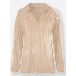 Schlupfbluse Heine, Damen, Gr. 44, beige (ecru), 100% Modal, unifarben, V-Ausschnitt, Blusen Schlupfbluse