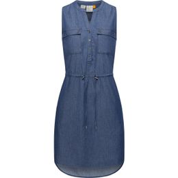 Shirtkleid Ragwear "Shirtkleid Roisin Denim", Damen, Gr. L, N-Gr, blau (denim blau24), Obermaterial: 60% Baumwolle CO. 40% Viskose CV., Kleider Shirtkleid