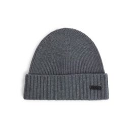 Beanie BOSS "M&uuml;tze Fati", Herren, grau (mittelgrau), Obermaterial: 100% Wolle mw., M&uuml;tzen Beanie