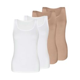 Sassa Mode Achseltop SASSA "4er Sparpack Top LOVELY SKIN", Damen, Gr. 38, N-Gr, bunt (beige wei&szlig;), Obermaterial: 95% Modal CMD. 5% Elasthan EL., Unterhemden Achseltop