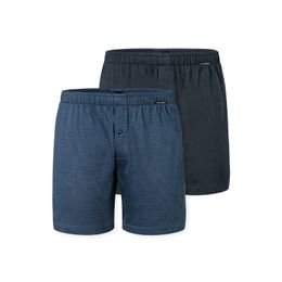 Boxershorts Schiesser "Boxershort 2er Pack", Herren, Gr. XXL, blau (dunkelblau), Obermaterial: 100% Baumwolle CO., Unterhosen Boxershorts