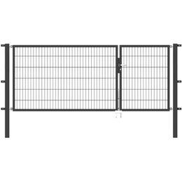 Zaundoppelt&uuml;r Alberts "Flexo", grau (anthrazit), B:300cm H:120cm, Stahl, Tore, Zaundoppelt&uuml;r, 300 cm Breite (100 + 200 cm), in versch. H&ouml;hen