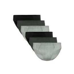 Slip Seidensticker "Slip 6er Pack", Herren, Gr. M, bunt (schwarz, grau), Obermaterial: 95% Baumwolle CO. 5% Elasthan EL., Unterhosen Slip