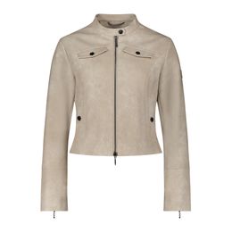 AMBER & JUNE Outdoorjacke AMBER & JUNE "Casual-Jacke mit Stehkragen", Damen, Gr. 44, beige, Obermaterial: 50% Polyurethan PU. 50% Polyester PES., Jacken Outdoorjacke