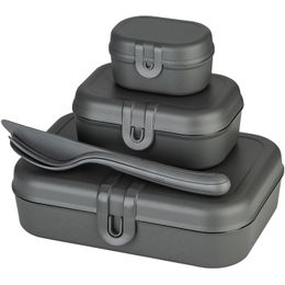 Koziol Pascal Ready Lunchbox Set mit Besteck 4 teilig nature ash grey - Lebensmittelbeh&auml;lter / Vorratsdosen
