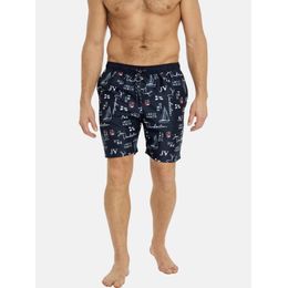 Badeshorts Jan Vanderstorm "Badeshort CORNELIS", Herren, Gr. 7XL, weit, blau (dunkelblau bedruckt), Obermaterial: 100% Polyester COOLMAX PES(Coolmax)., Badehosen Badeshorts