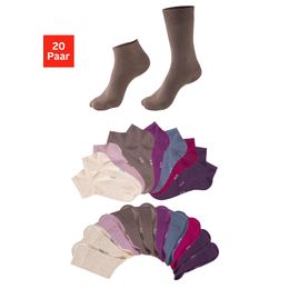 H.I.S. Basicsocken H.I.S, Damen, Gr. 43-46, 4x taupe, 4x beige, 4x pflaume, 2x jeans, 2x lila, 2x beere, 2x alt rosa, Baumwollmischung, unifarben, elastisch, Socken Basicsocken, zwei L&auml;ngen im Kombi Pack