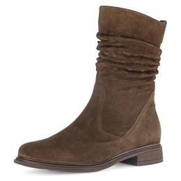 Stiefel Gabor "Genua", Damen, Gr. 35, braun (cognac), Veloursleder, unifarben, Schuhe Stiefel, Blockabsatz, Kurzstiefel, mit Innenrei&szlig;verschluss