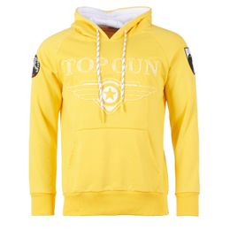Kapuzensweatshirt Top Gun "Hoodie Defend TG20193010", Herren, Gr. S, gelb, Obermaterial: 65% Baumwolle CO. 35% Polyester COOLMAX PES(Coolmax)., Pullover Kapuzensweatshirt