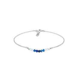 Fu&szlig;kette Elli "Fu&szlig;schmuck Kugel Strand Meer Kristalle 925 Silber" Gr. 22, blau, Fu&szlig;ketten, Damen, Silber 925 (Sterlingsilber), Fu&szlig;kette