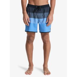 Badeshorts Quiksilver "STRETCH SCALLOP VOLLEY 16", Herren, Gr. S (48), N-Gr, schwarz tijuan, Web, Elasthan, Polyester, Colorblocking, gestreift, Badehosen Badeshorts, bequeme Passform, schnell trocknendes Material, PFC FREE Technologie