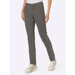 Bequeme Jeans Heine, Damen, Gr. 46, Normalgr&ouml;&szlig;en, gr&uuml;n (khaki), 98% Baumwolle, 2% Elasthan, unifarben, lang, Jeans Bequeme Jeans
