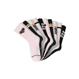 Kurzsocken Schiesser "Socken Legwear Teens 10er Pack", M&auml;dchen, Gr. 39-42, bunt (rosa, schwarz, wei&szlig;), Obermaterial: 75% Baumwolle CO. 24% Polyamid PA. 1% Elasthan EL., Socken Kurzsocken