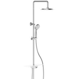 Sch&uuml;tte Brausegarnitur SCH&Uuml;TTE "Aquastar", wei&szlig; (wei&szlig;, chromfarben), H:113cm, Brausegarnituren, Brausegarnitur, Regendusche ohne Armatur, Duschsystem mit Ablage, mit 5 Funktionen
