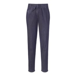 Madeleine Mode Regular-fit-Jeans MADELEINE "Hose Karotten-Jeans mit Bundfalten", Damen, Gr. 17, N + K Gr, blau (dunkelblau), Obermaterial: 98% Baumwolle CO. 2% Elasthan EL., Jeans Regular-fit-Jeans