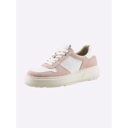 Sneaker Heine, Damen, Gr. 42, rosa (ros&eacute;, wei&szlig;), Leder, Rindsleder, Veloursleder, Schuhe Sneaker