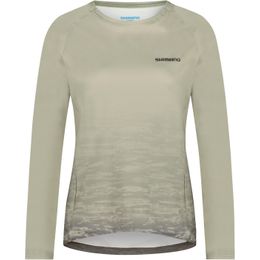 Radtrikot Shimano "Woman's SAIKO Long Sleeve warm Printed, Restore Green", Damen, Gr. XL, gr&uuml;n, Obermaterial: 86% Polyester PES. 14% Elasthan EL., Trikots Radtrikot