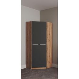 Eckkleiderschrank Priess "Barcelona Kleiderschrank Eckl&ouml;sung Raumwunder", schwarz (astkernbuche, schwarz), B:78cm H:193cm T:78cm, Holzwerkstoff, Schr&auml;nke, Eckkleiderschrank, in 2 Tiefen Schrank Eckschrank Garderobe