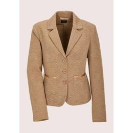 Madeleine Mode Jackenblazer MADELEINE "Jerseyblazer Kurzblazer mit Wabenmuster", Damen, Gr. 36, braun (haselnuss), Obermaterial: 65% Polyester PES. 30% Viskose CV. 5% Elasthan EL., Modern, schmal, Blazer Jackenblazer, Strukturjersey
